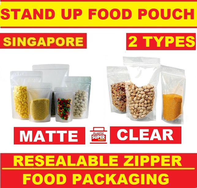 Matte Clear Stand Up Food Pouch with Zipper : Plasticsupermart