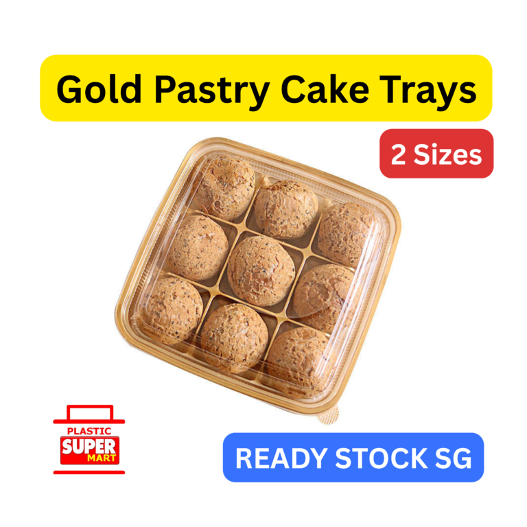 Gold Pastry Cake Trays [6 - 9 Cavities] PET Lid : Plasticsupermart