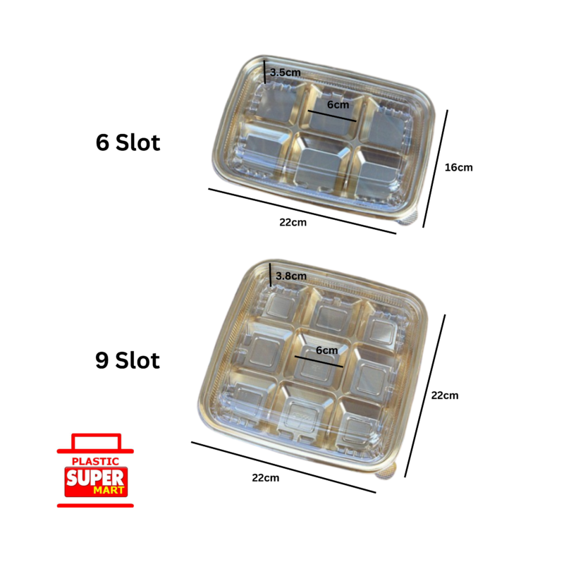Gold Pastry Cake Trays [6 - 9 Cavities] PET Lid : Plasticsupermart