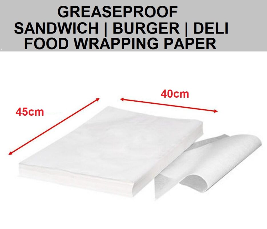 Greaseproof Burger Deli Wrapper Paper : Plasticsupermart